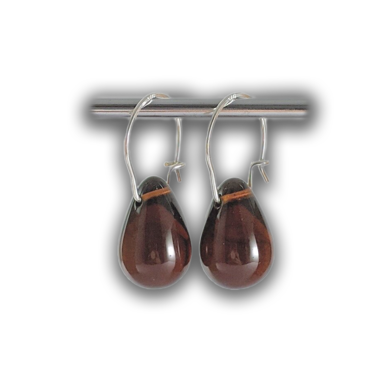 Georgina Dunn Jewellery – Dark topaz coloured glass teardrop earrings ...